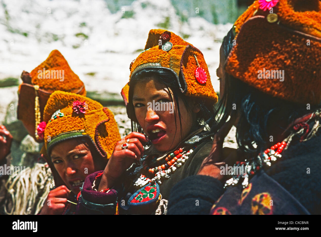 Young girls at Sani festival Zanskar Valley Ladakh India Stock Photo ...
