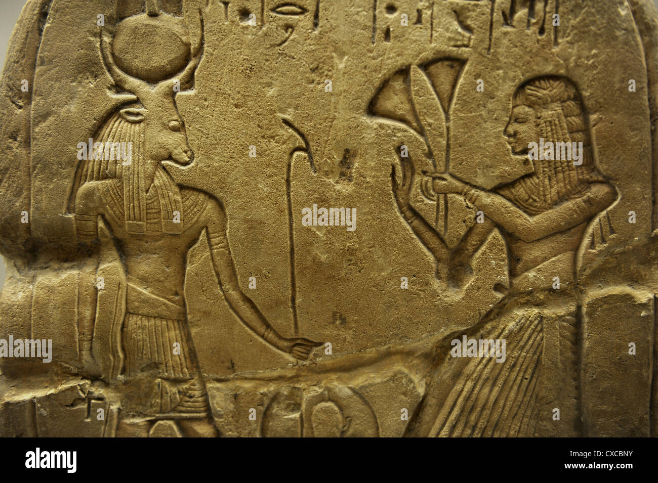 Stele dedicated to Mnevis, the bull of Ra. Limestone. 20th Dynasty. New ...