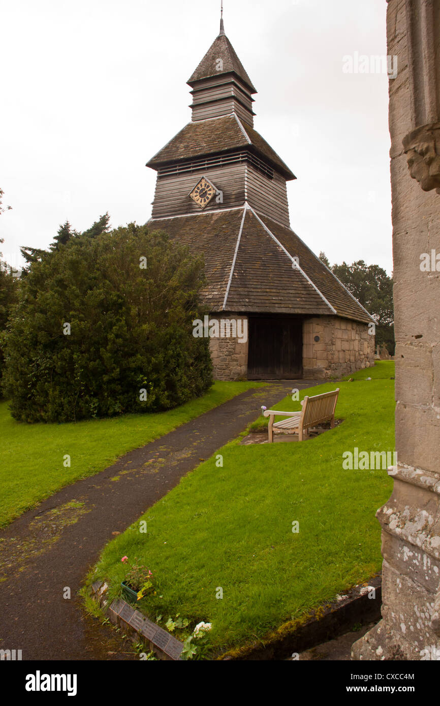 St Marys church and bell tower built 1207 - 1214 in the pretty village ...