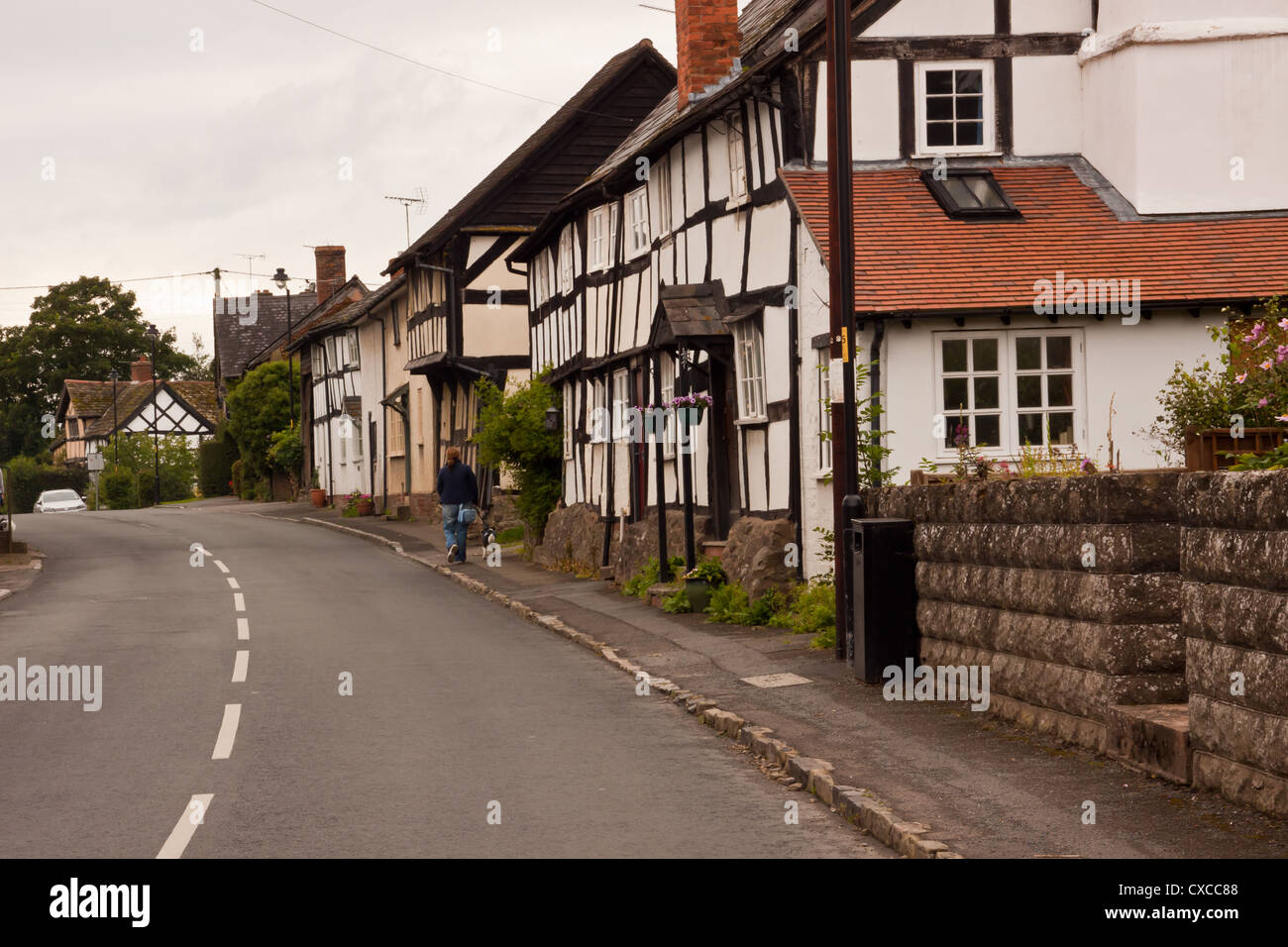 Medieval houses dwellings in the village of Pembridge Herefordshire ...