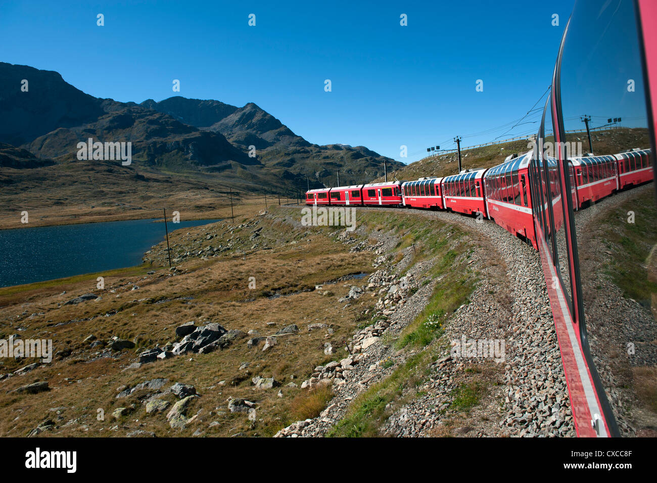Switzerland. The Bernina Express, the journey from Chur in Switzerland ...