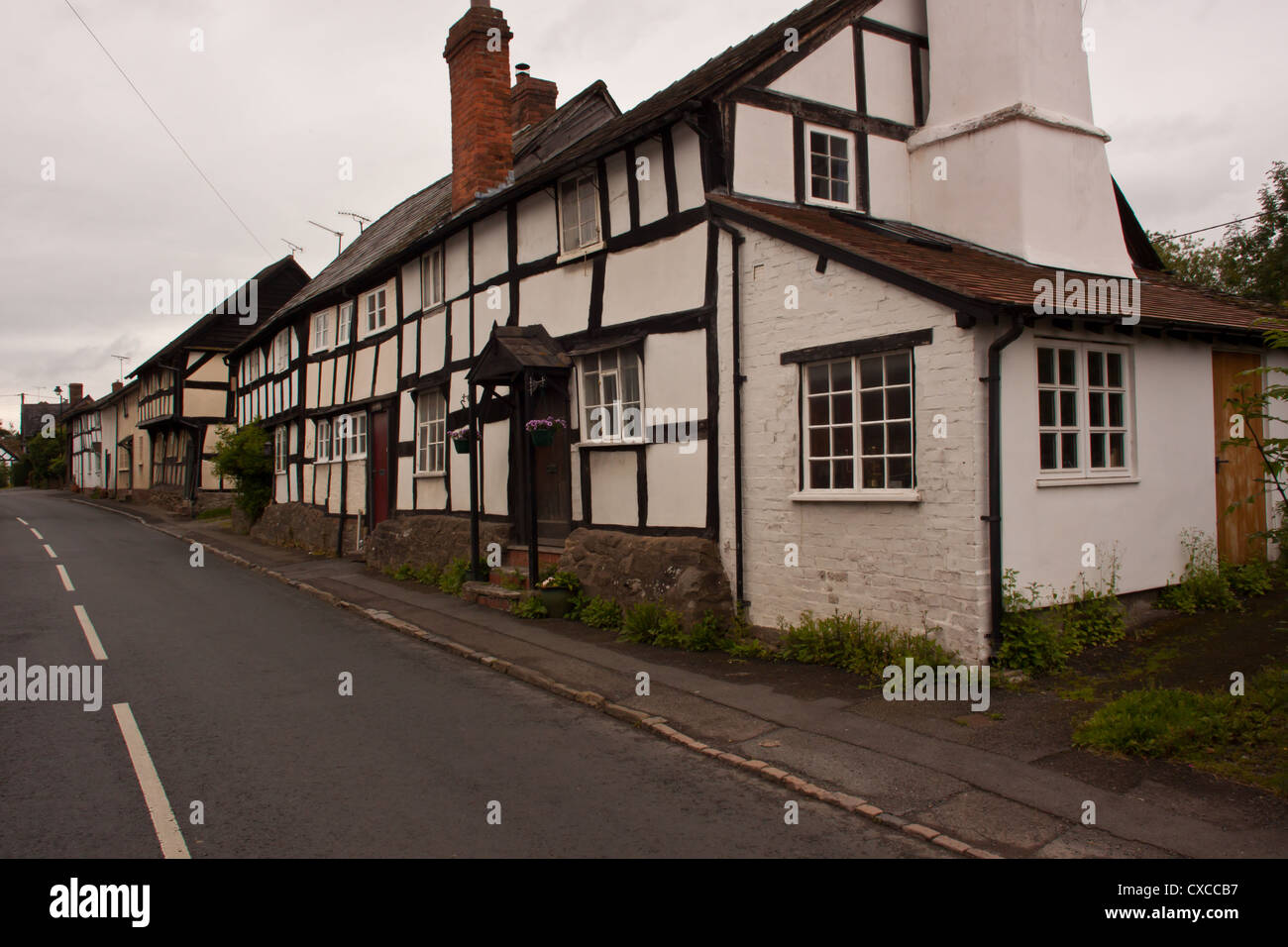 Medieval houses dwellings in the village of Pembridge Herefordshire ...
