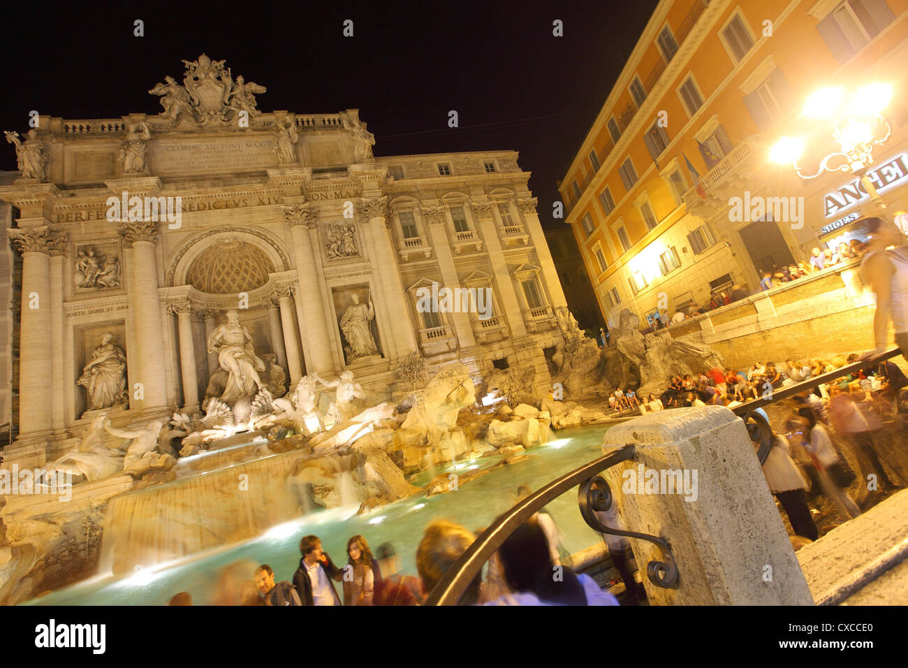 Italy, Rome, Piazza di Trevi, Trevi fountains, fountain in evening ...