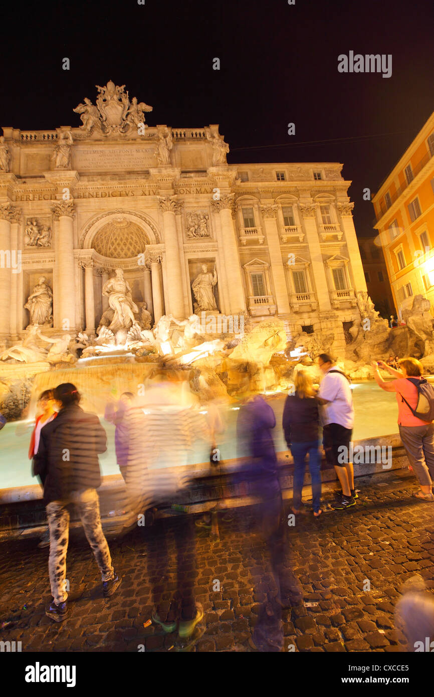 Italy, Rome, Piazza di Trevi, Trevi fountains, fountain in evening ...