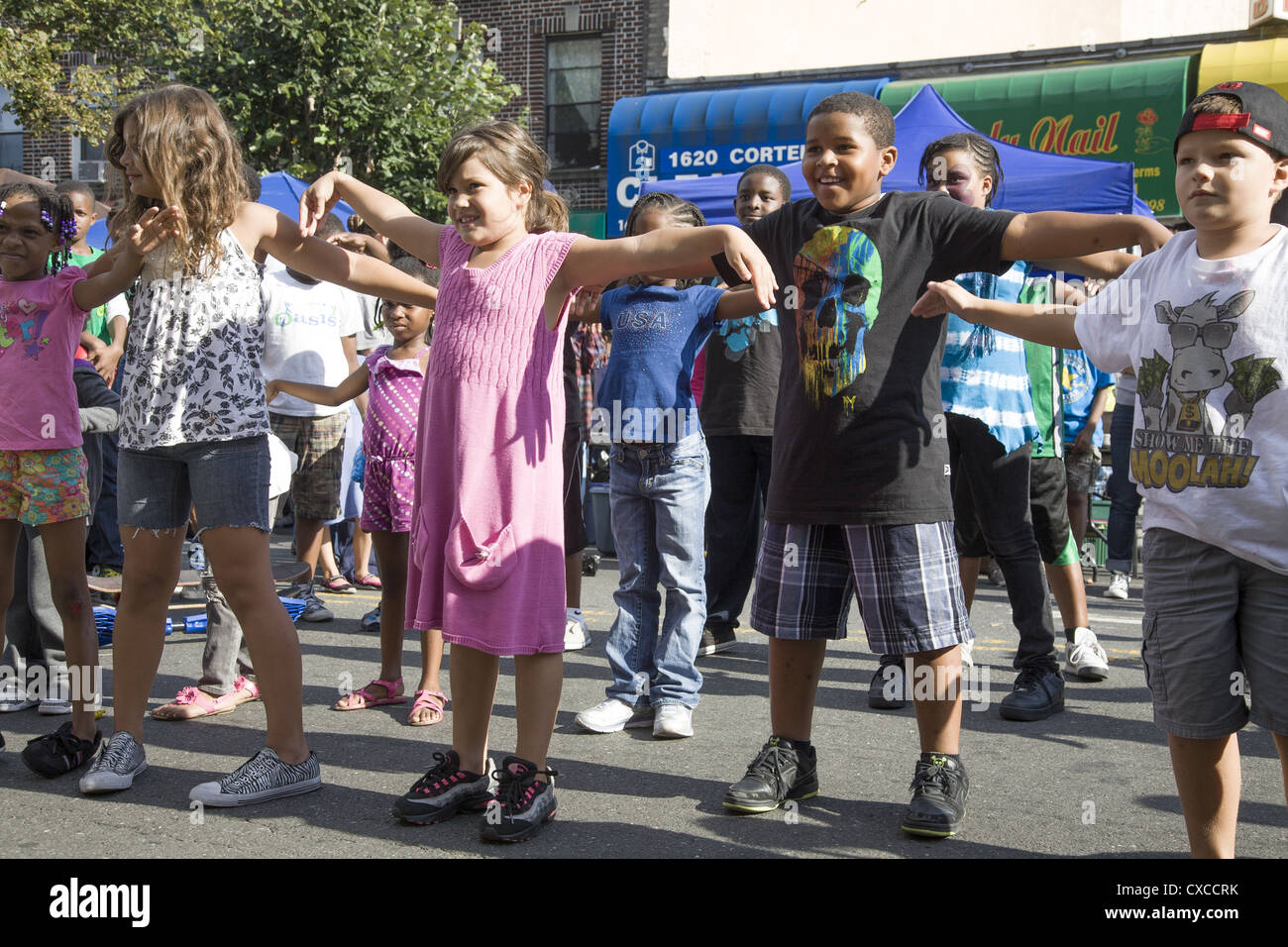 Kids learn some dance moves at the Flatbush Frolic street festival in ...