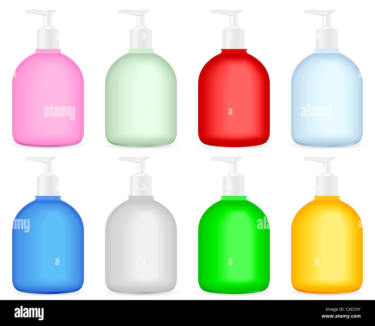 Liquid soap container set on a white background Stock Photo - Alamy