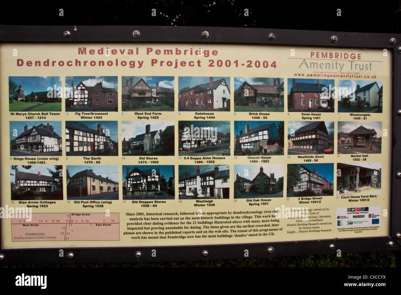 Medieval houses dwellings in the village of Pembridge Herefordshire ...