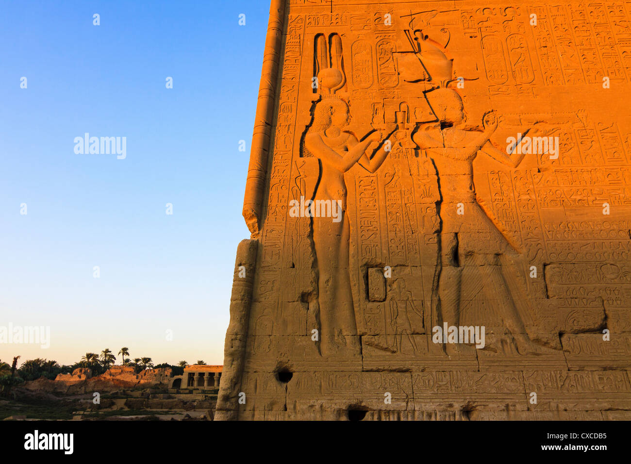 Reliefs of Cleopatra VII and Caesarion, her son with Julius Caesar, at ...