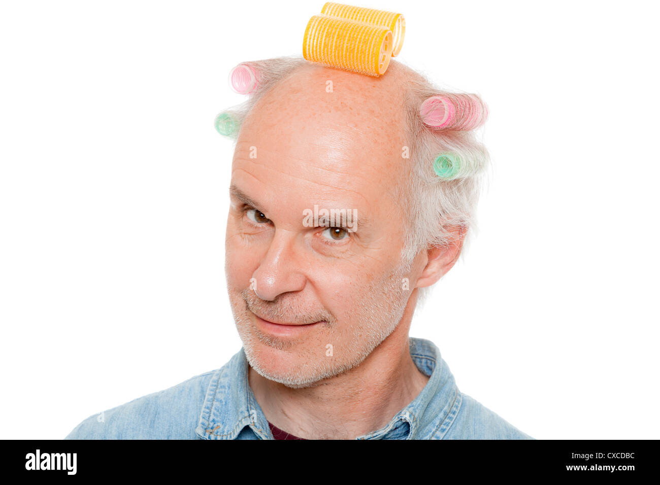 Men In Curlers In Salon