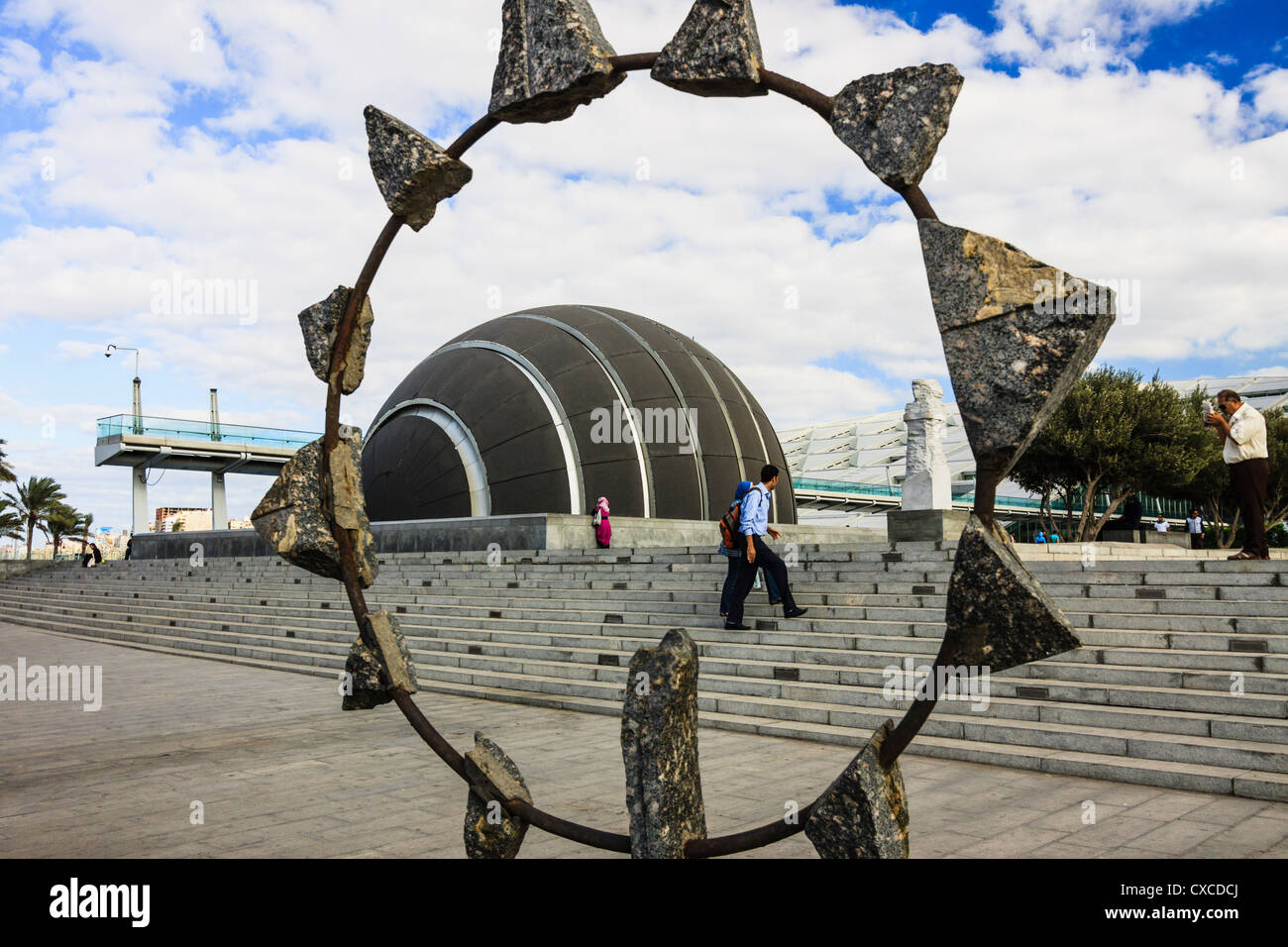 People and Bibliotheca Alexandrina, the new Library of Alexandria, seen ...