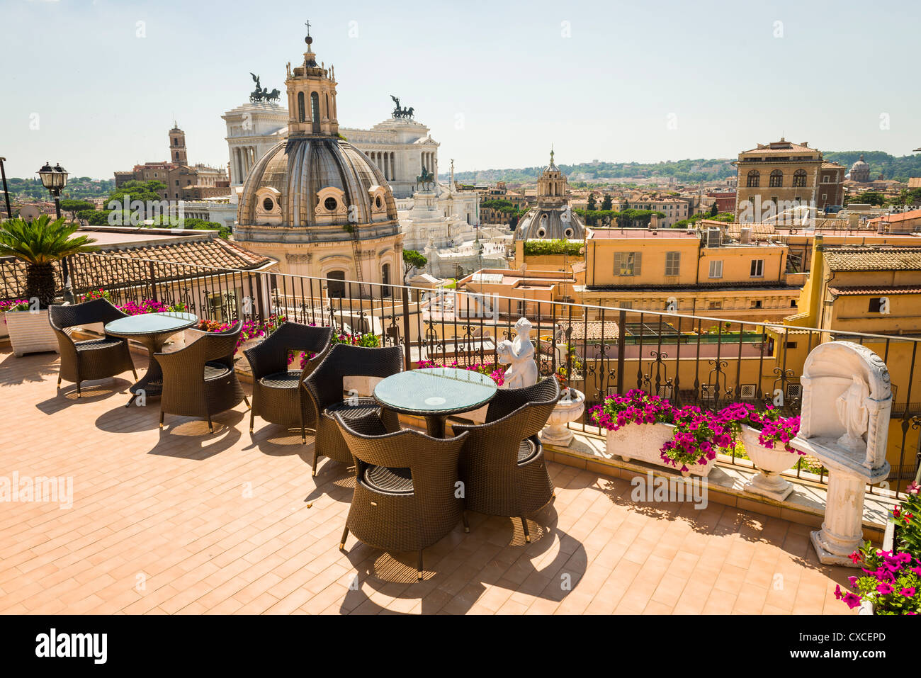 Monument to Vittorio Emanuele II from roof top terrace, Rome, Roma ...