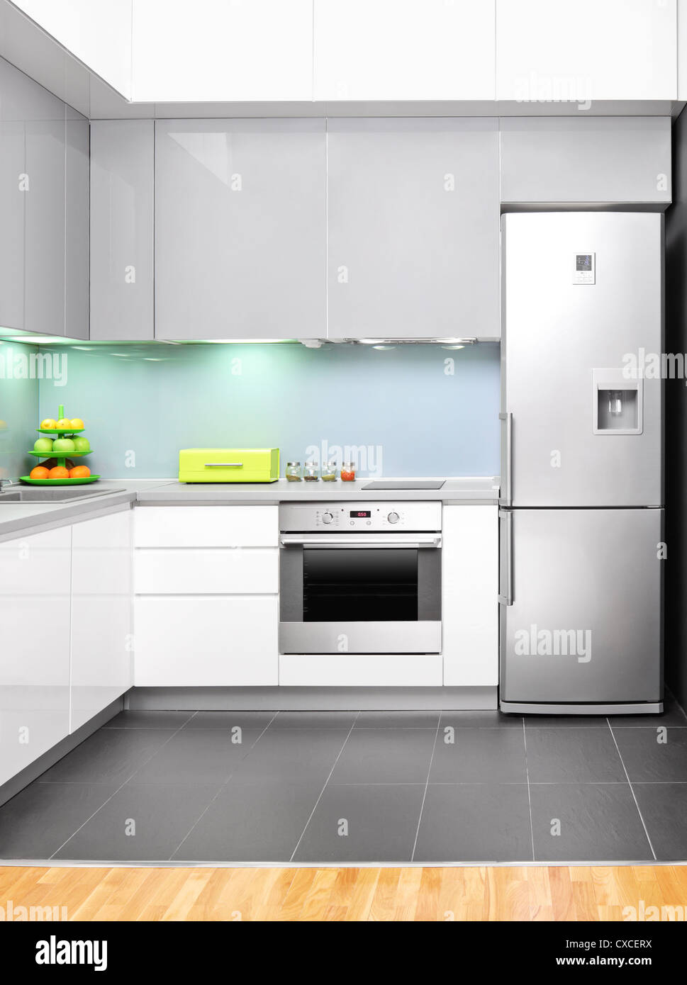 View of a modern kitchen interior Stock Photo - Alamy