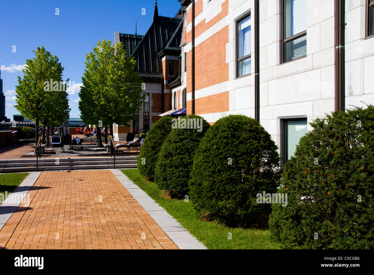 Sundeck at the pool/spa area, Fairmont Le Chateau Frontenac, Quebec ...
