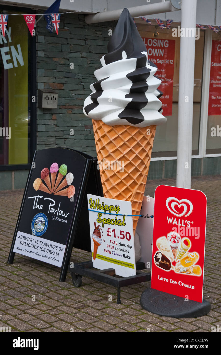 Collection of Ice Cream signs outside shop Stock Photo - Alamy