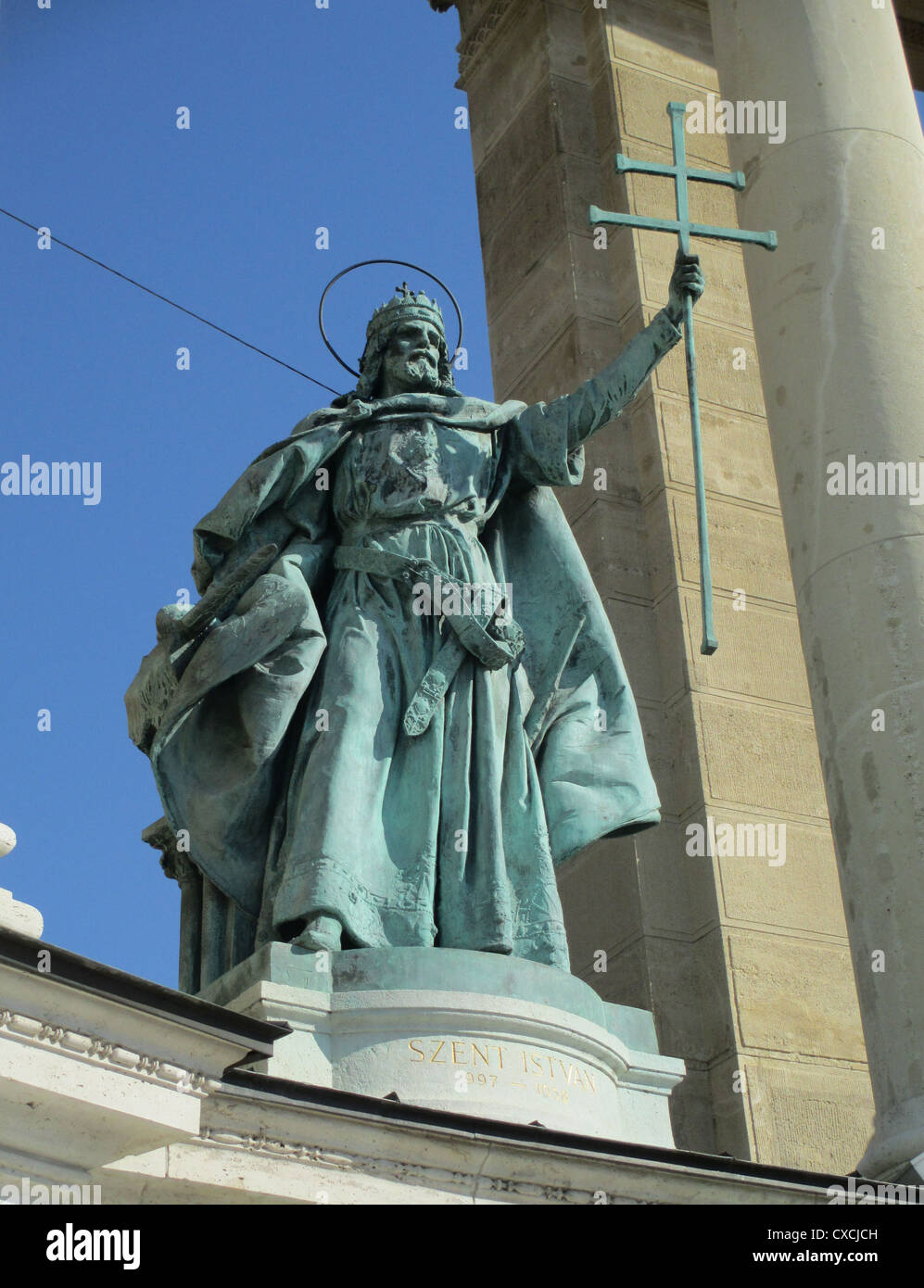 BUDAPEST Hungary. Statue of Stephen I of Hungary at the base of the ...