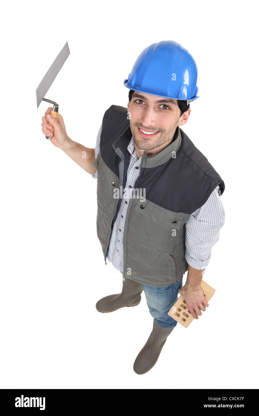 High-angle portrait of a bricklayer Stock Photo - Alamy