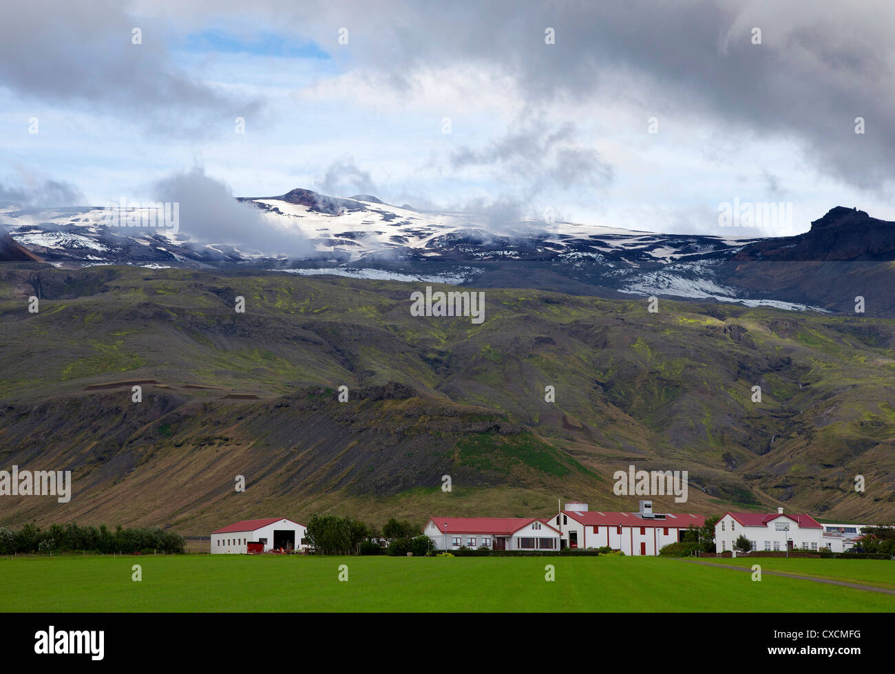 Farm at the foot of Eyjafjallajökull volcano Stock Photo - Alamy