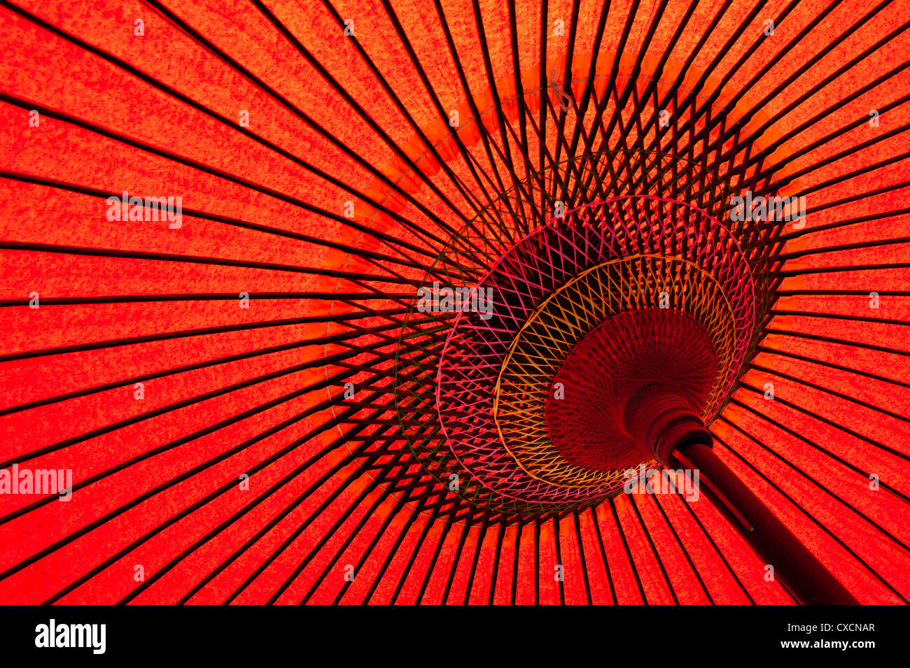 Detail of a traditional red Japanese umbrella Stock Photo - Alamy