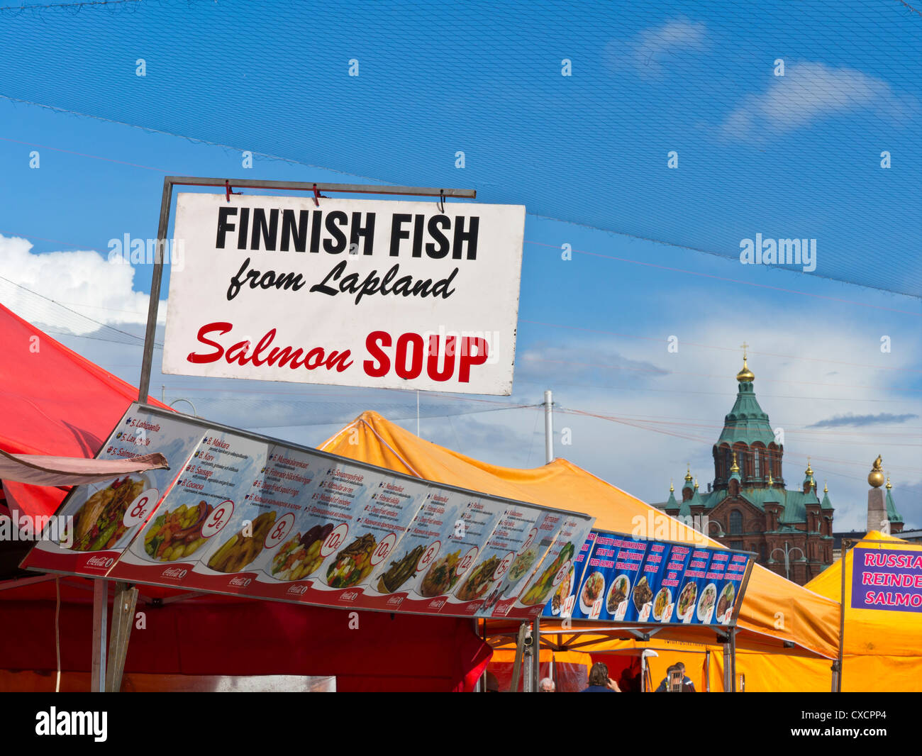 Helsinki harbour market stall promoting typical Finnish : Fish and ...