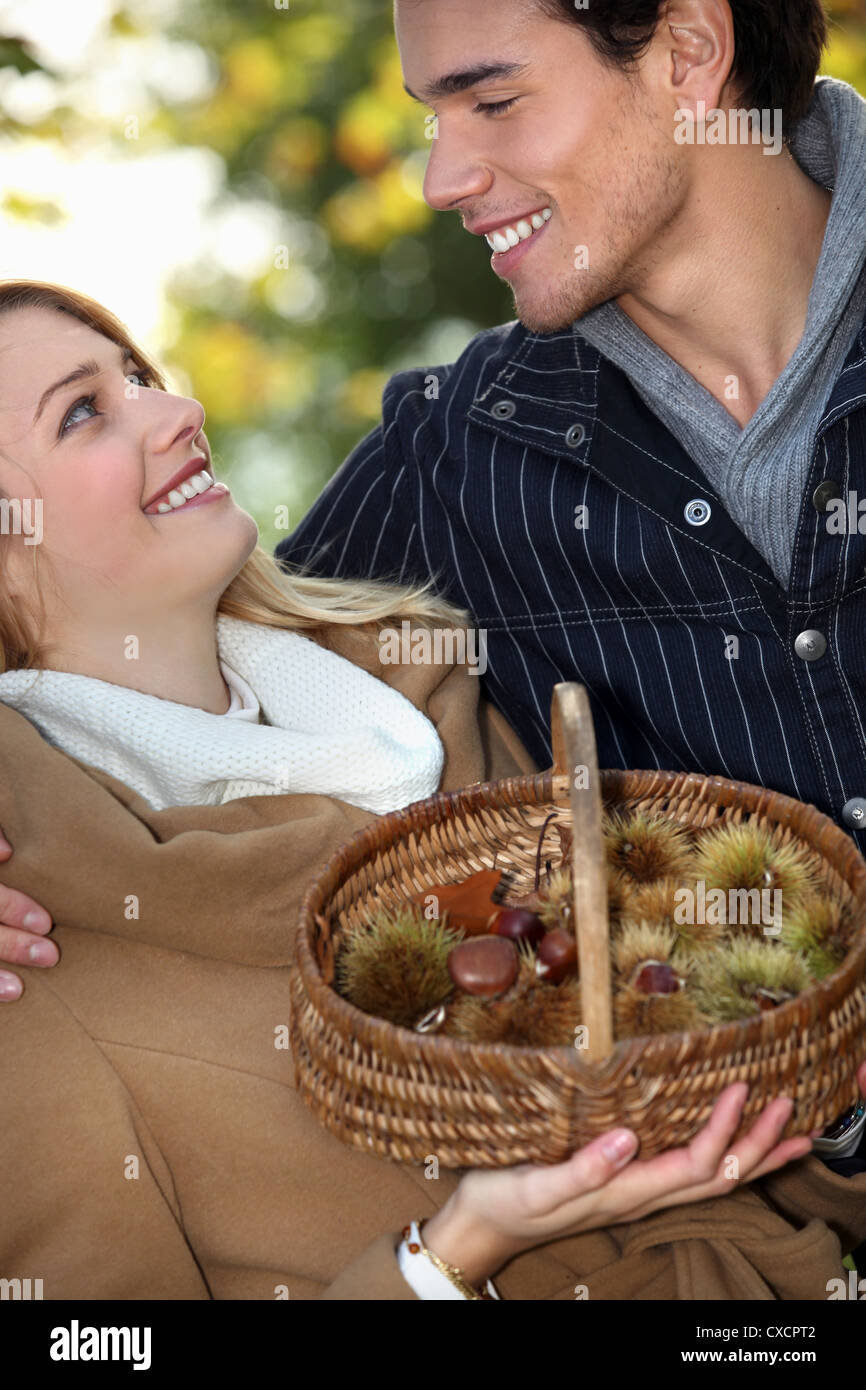 Going chestnut picking Stock Photo - Alamy