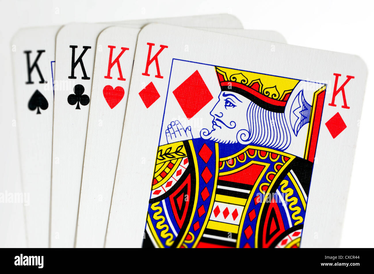 Playing Cards Full House Kings High Resolution Stock Photography and ...