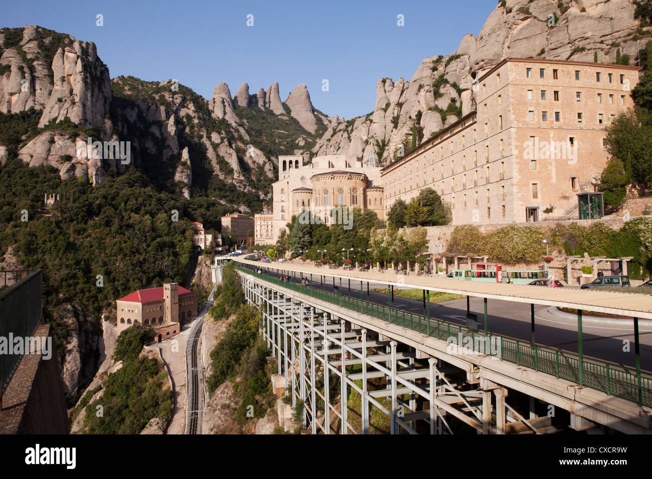 A horizontal front view of Montserrat with the mountains with the ...