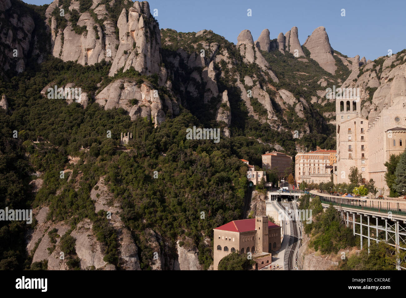 A view of Montserrat shows how the buildings are nestled into the ...