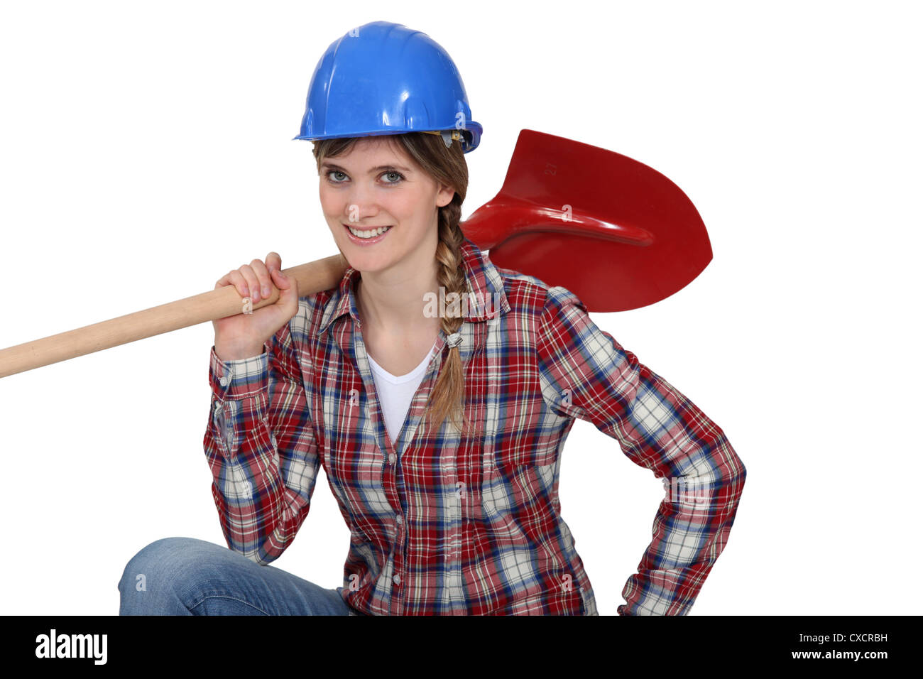 Mason shovel female Stock Photo - Alamy