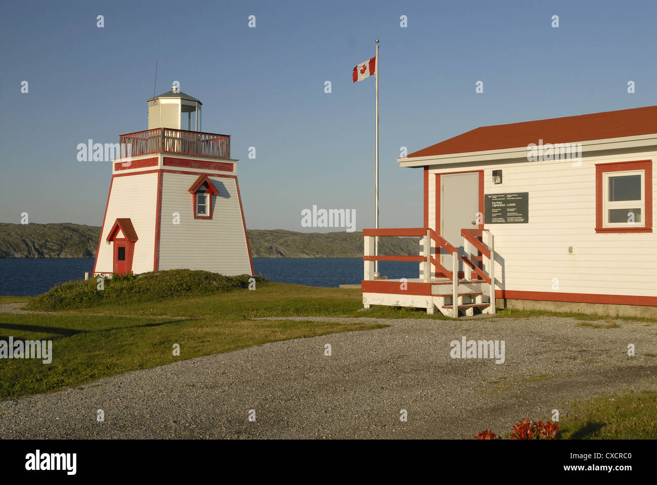 The lighthouse at Fishing Point, St Anthony, Newfoundland Stock Photo ...
