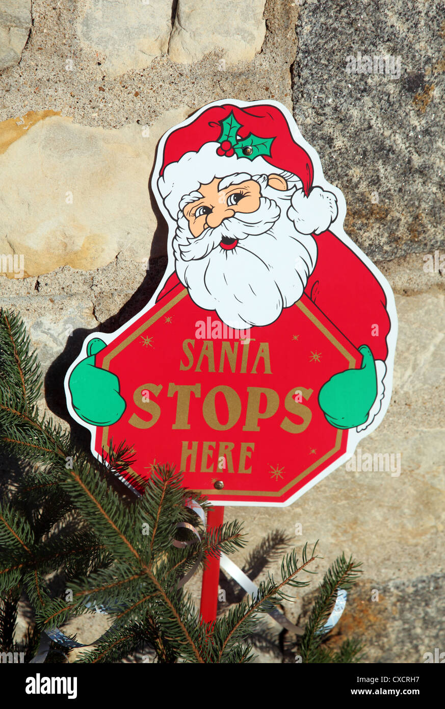 Santa stop here sign hi-res stock photography and images - Alamy