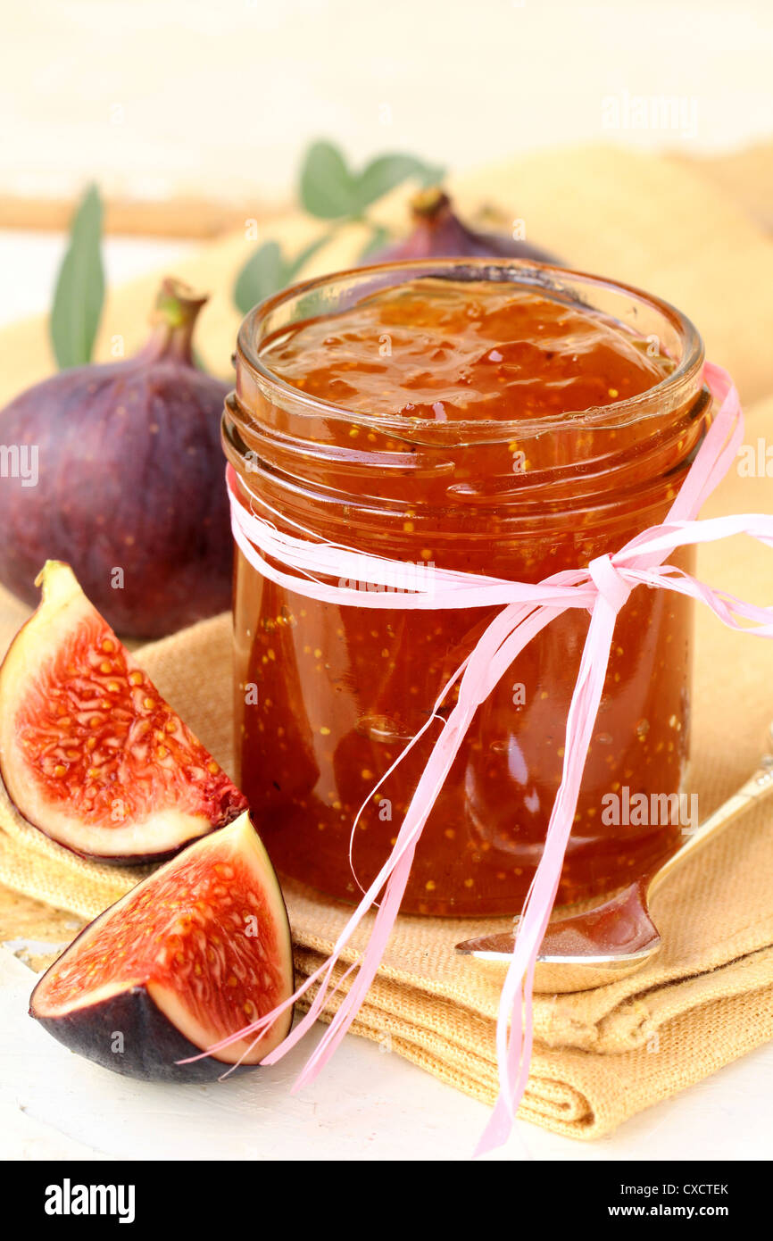 jam ripe purple figs with fresh fruit Stock Photo - Alamy