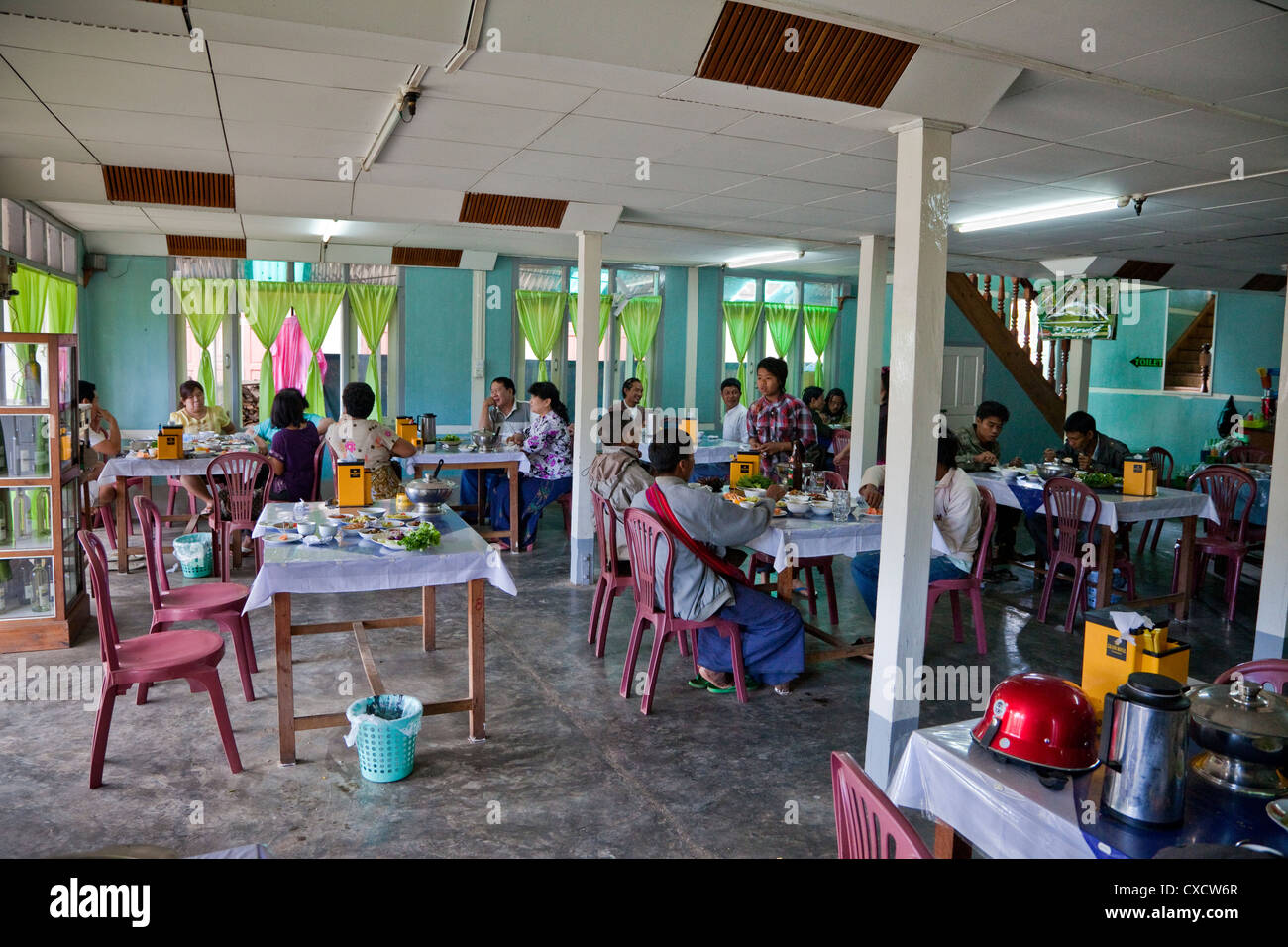 Myanmar, Burma, Kalaw. Local Burmese Restaurant Stock Photo - Alamy