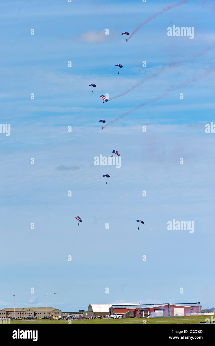 Raf Falcon parachute team at Raf Valley Anglesey North Wales Uk. Taken ...