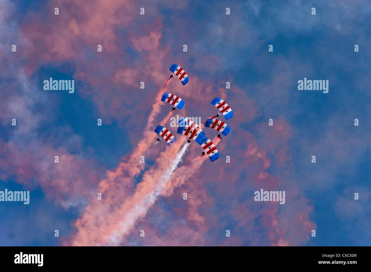 Raf Falcon parachute team at Raf Valley Anglesey North Wales Uk. Taken ...