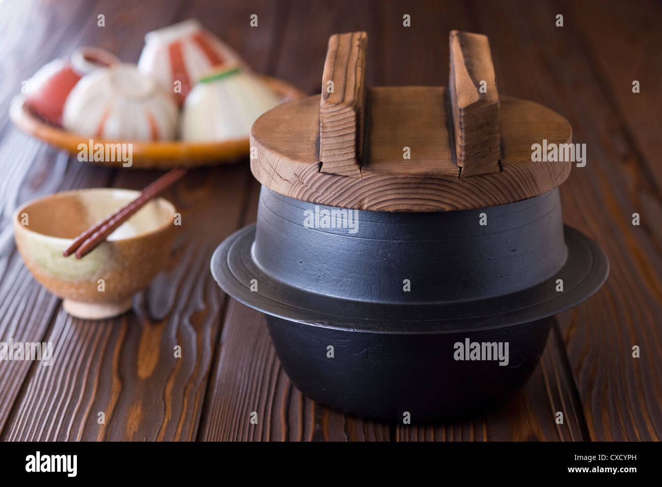 Iron Pot and Rice Bowl Stock Photo - Alamy