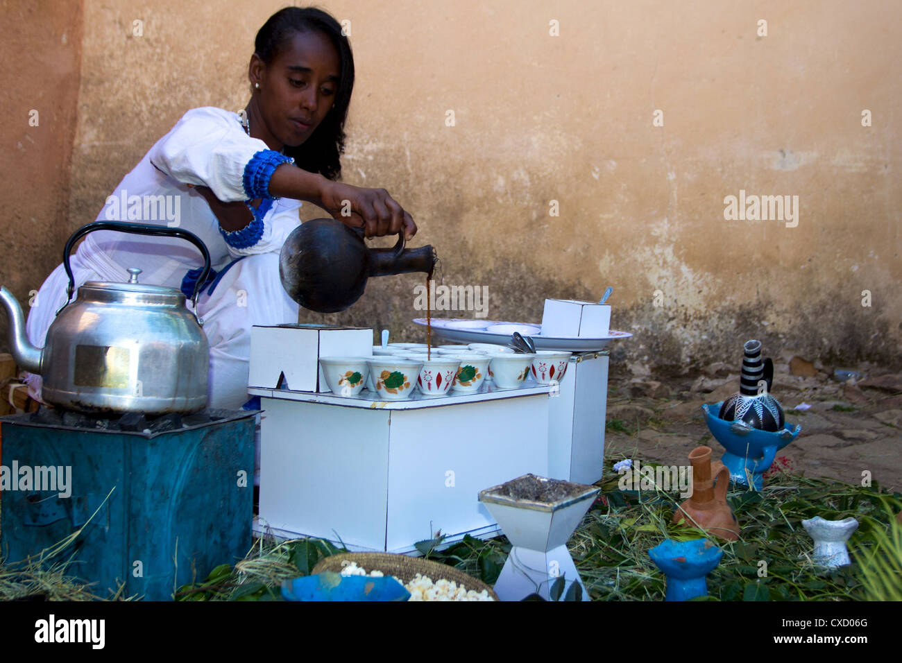 Traditional Ethiopian Coffee Ceremony Stock Photo - Alamy