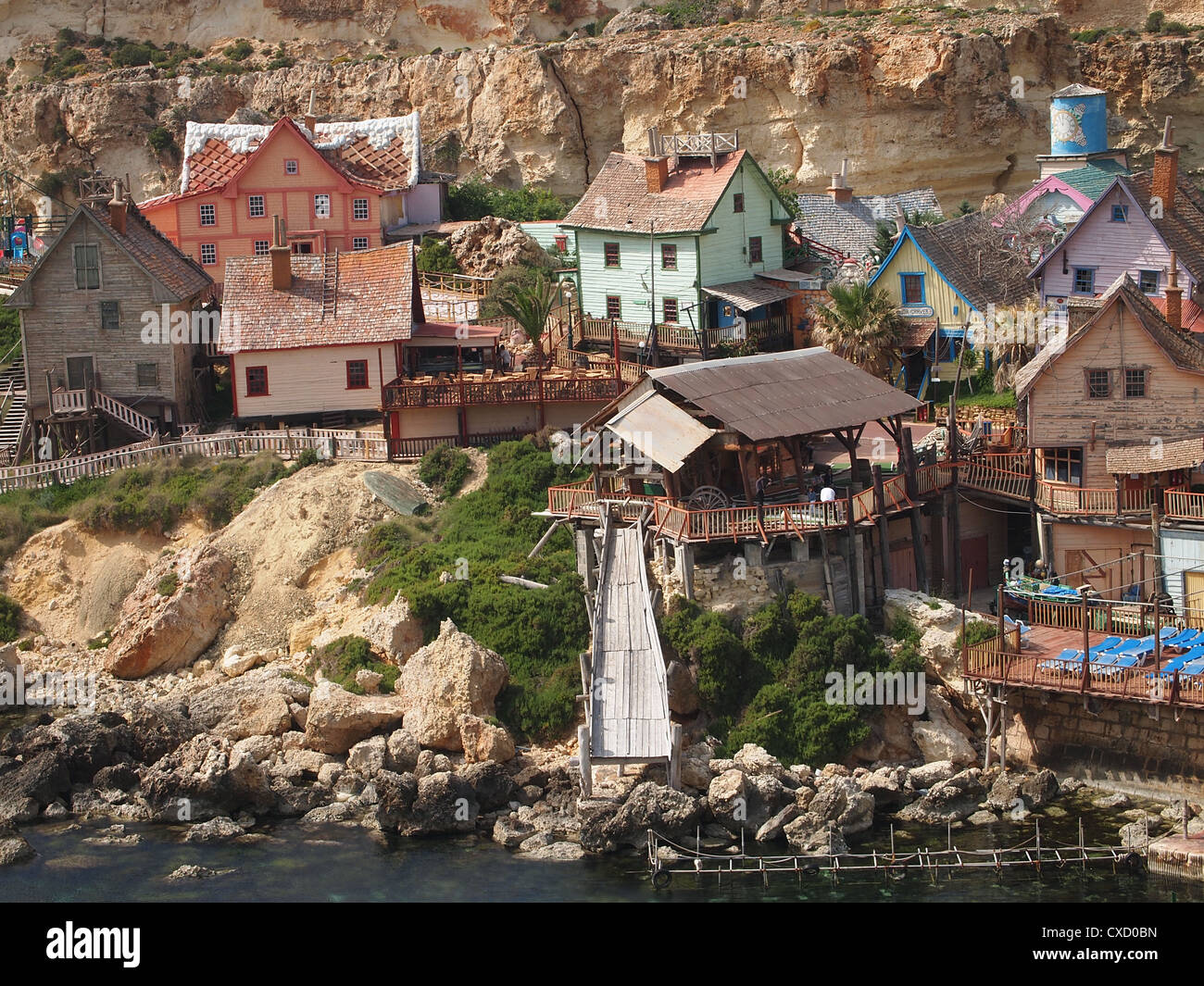 Cute houses in Popeye village Stock Photo - Alamy