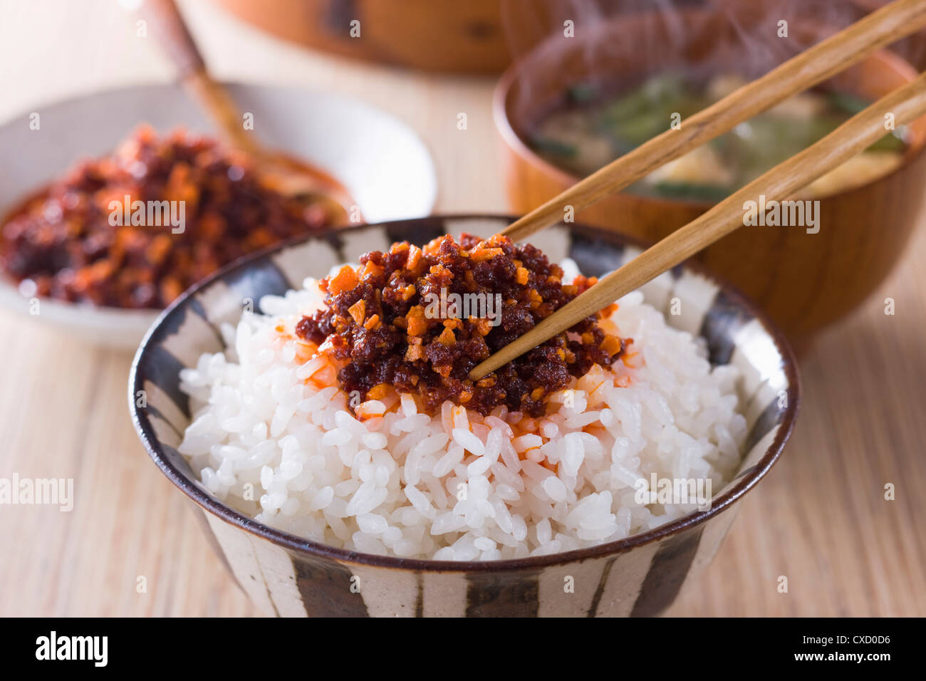Rayu on Steamed Rice Stock Photo - Alamy