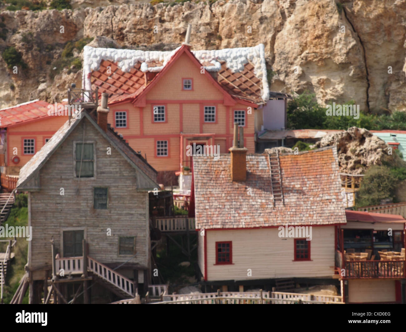 Interesting houses in Popeye village Stock Photo - Alamy