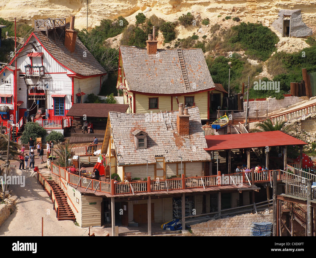 Colorful houses in Popeye village Stock Photo - Alamy