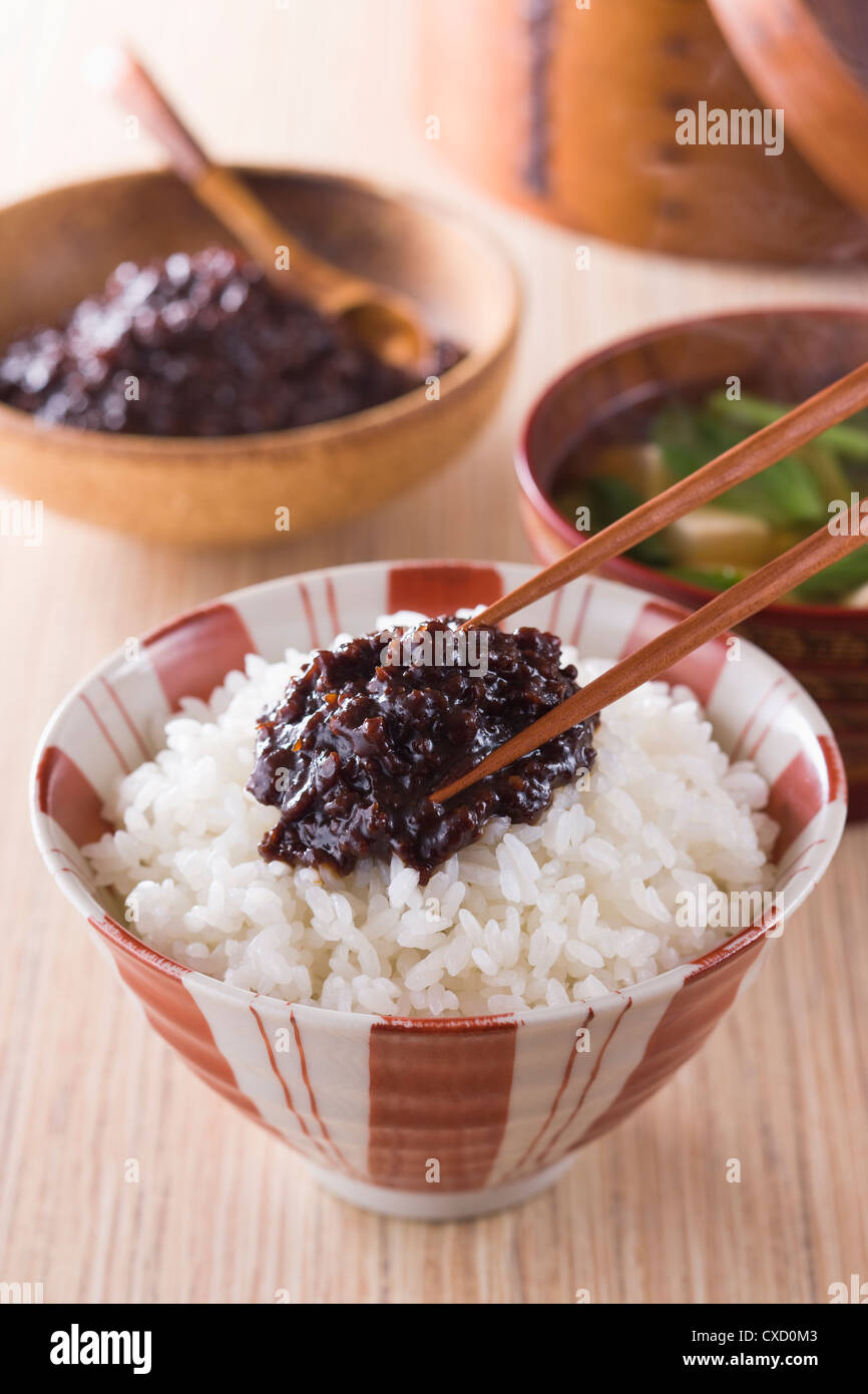 Nikumiso on Steamed Rice Stock Photo - Alamy