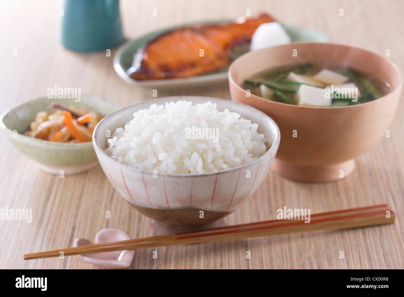 Steamed Rice with Side Dishes Stock Photo - Alamy