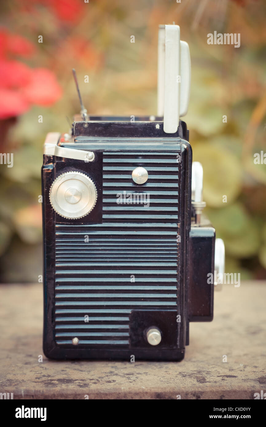 The beautiful design of an old vintage camera with analogic film Stock ...