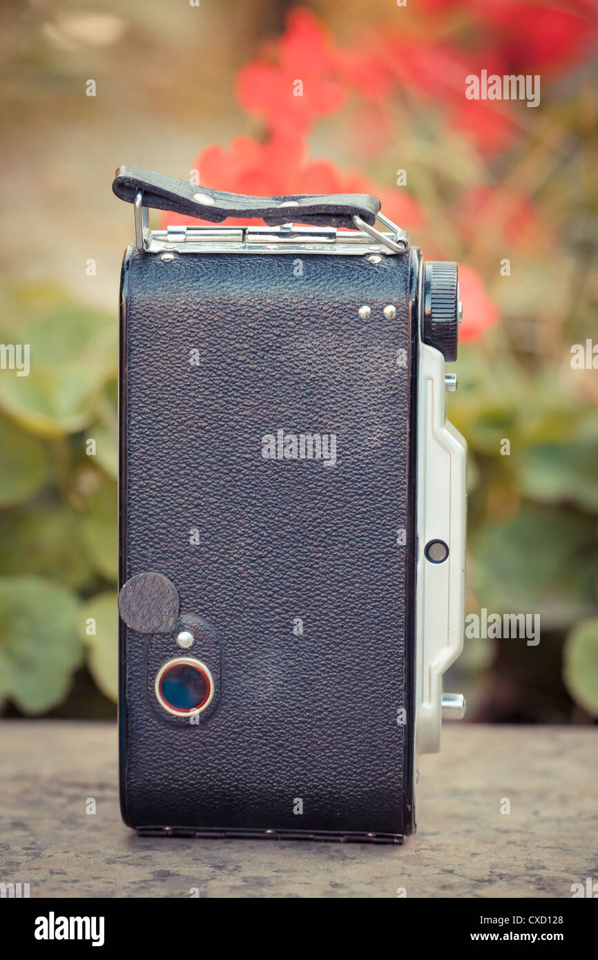 The beautiful design of an old vintage camera with analogic film Stock ...