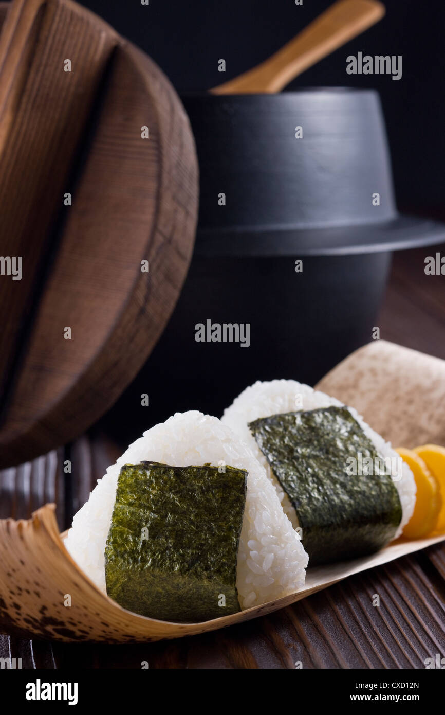 Rice Ball and Iron Pot Stock Photo - Alamy
