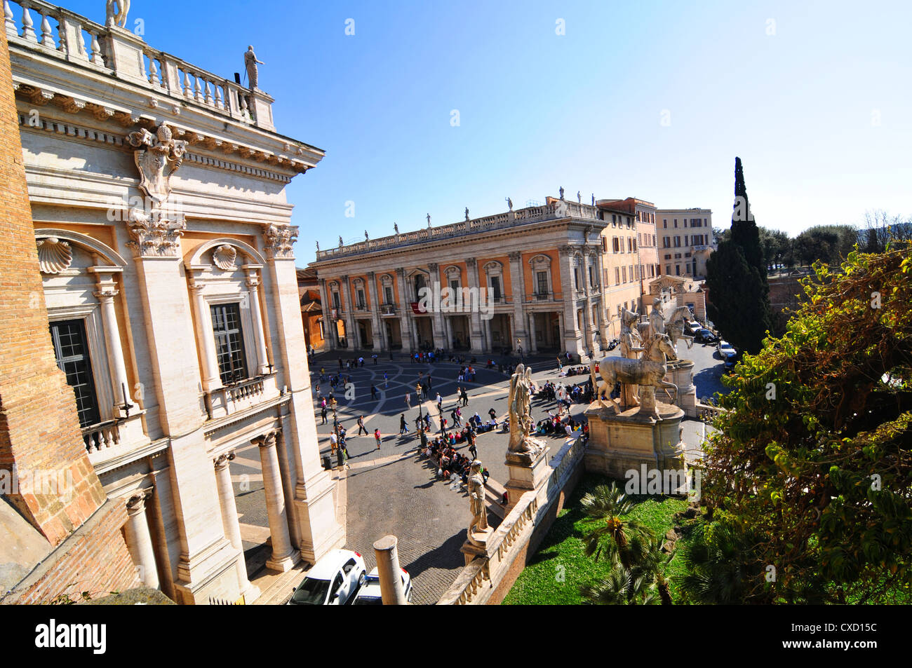 Aerial view of the Piazza Venezia in central Rome, as seen from the ...