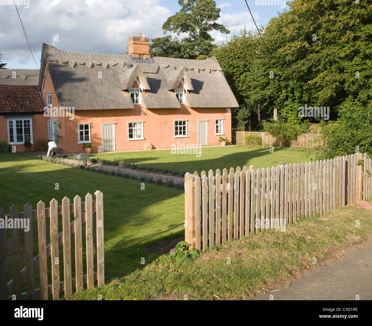 Pretty thatched cottage Ufford Suffolk England Stock Photo - Alamy