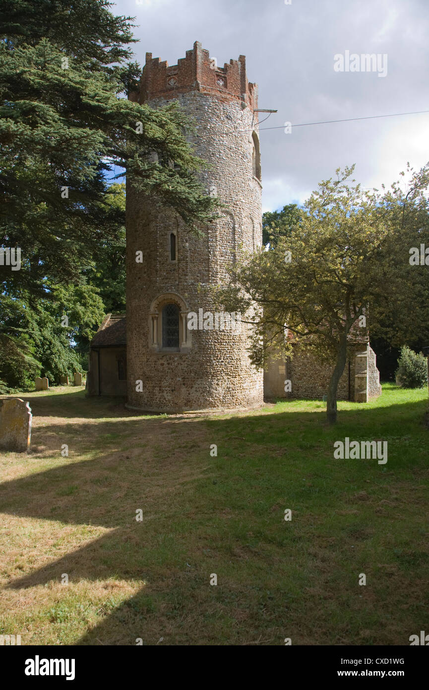 Round tower parish church St Peter Thorington Suffolk England Stock ...