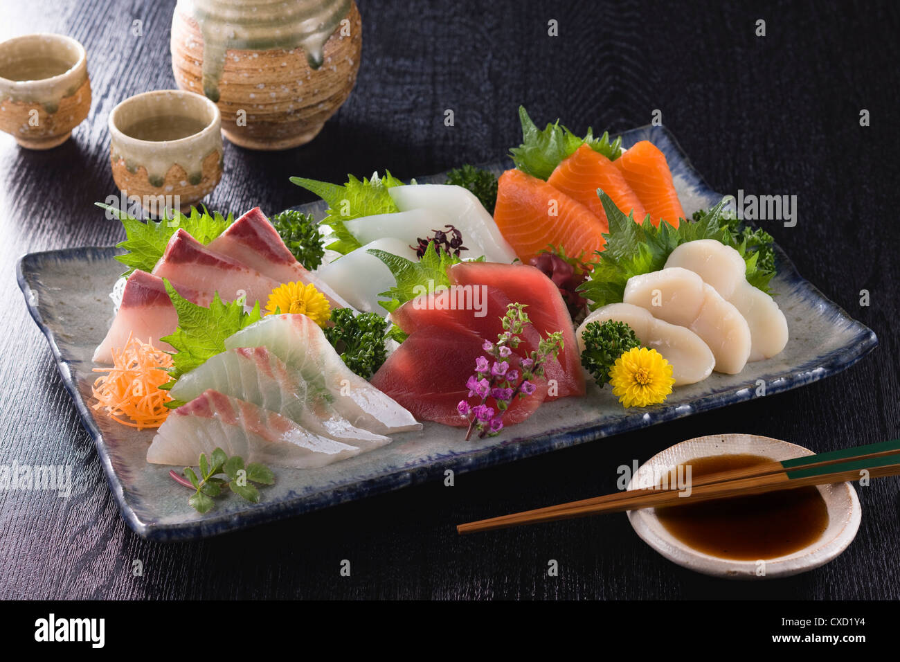 Six Assorted Sashimi Stock Photo - Alamy