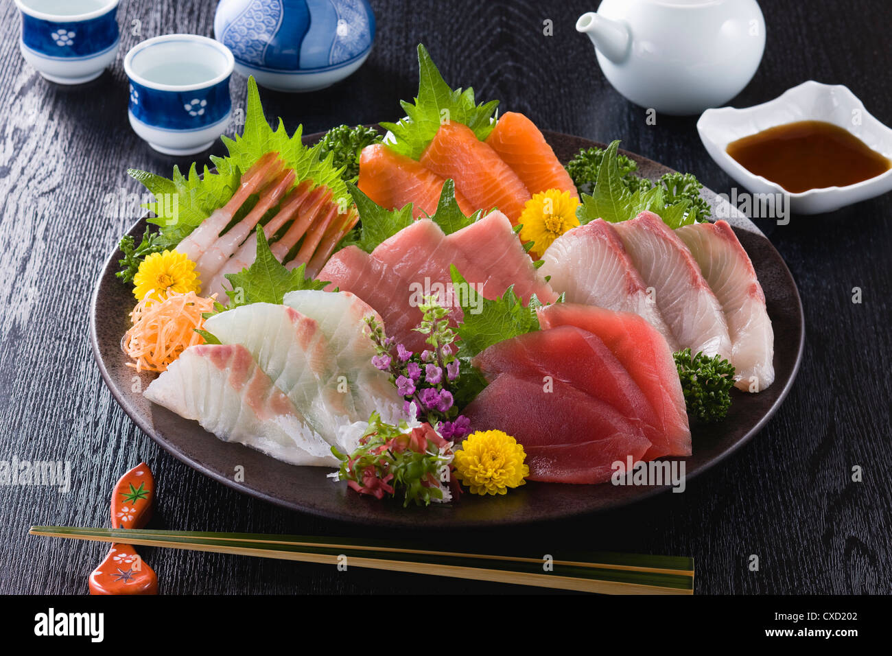 Six Assorted Sashimi Stock Photo - Alamy